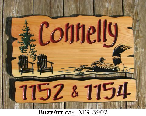 2 sq ft Wood engraved cottage signs and home addresses signs - Buzz Art