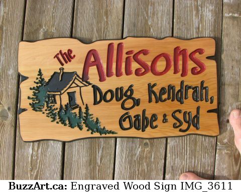 Wooden engraved carved outdoor signs for cottage, home and business ...