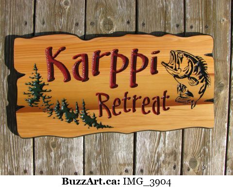 Wooden engraved carved outdoor signs for cottage, home and business ...