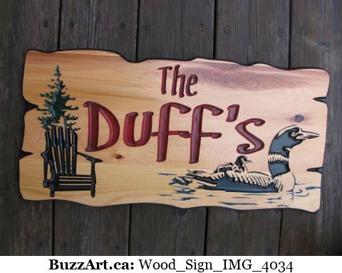 Wooden engraved carved outdoor signs for cottage, home and business ...