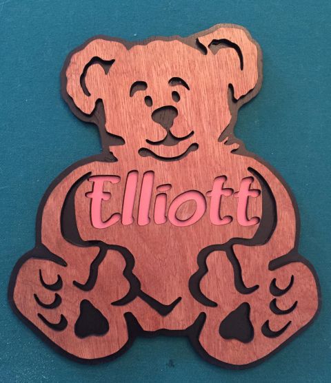 Wood baby room teddy bear door sign teddy bear