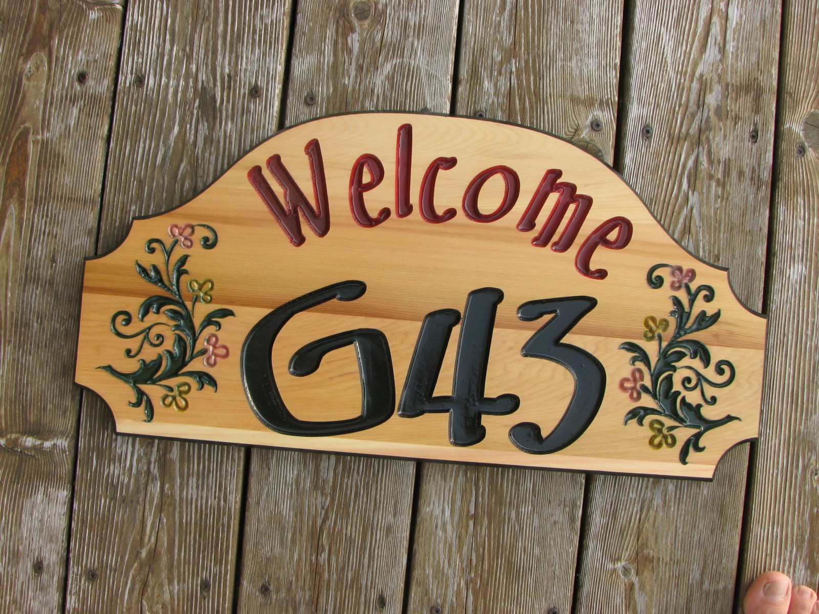 Wood engraving for outdoor use at home or cottage