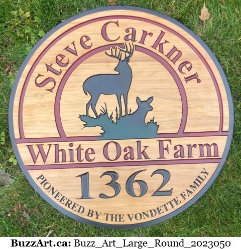 Large custom engraved wooden cottage, home and commercial signs - Buzz Art